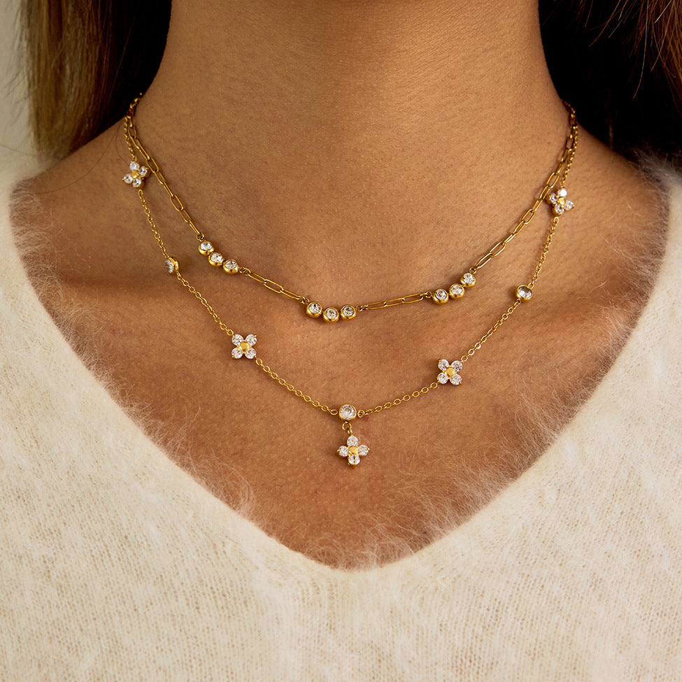 Zircon Four-Leaf Clover Necklace – Unique Designer Jewelry, Fade-Resis ...